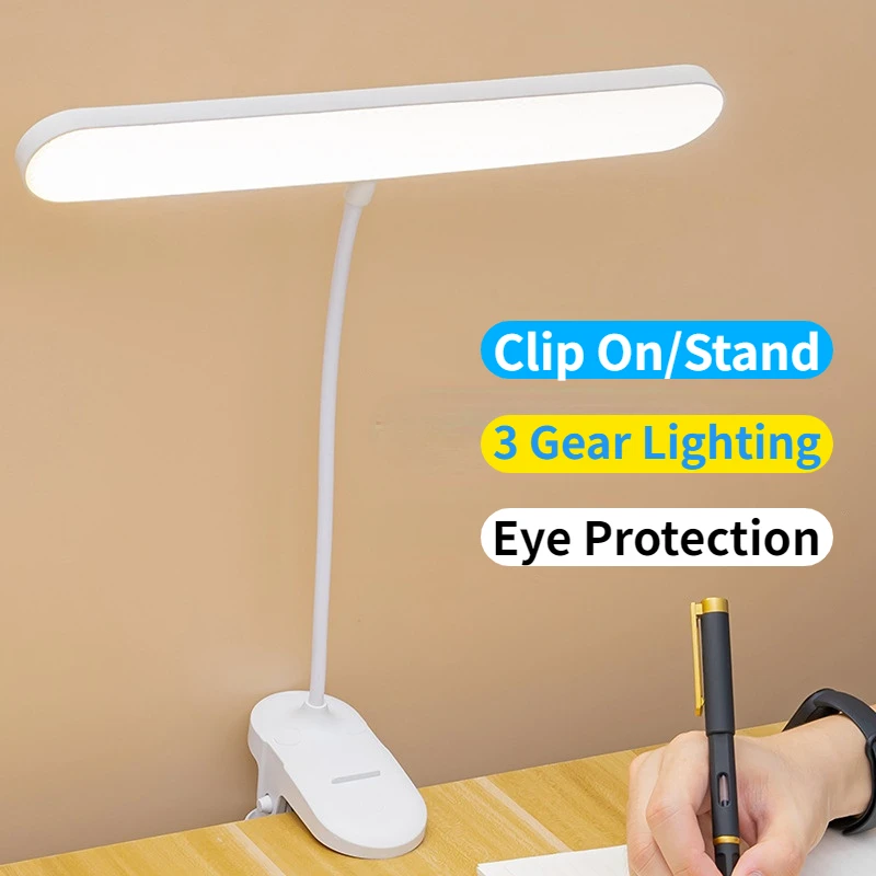 USB-Rechargeable-Table-Lamp-Clip-on-LED-Desk-Lamp-Book-Reading-Night ...
