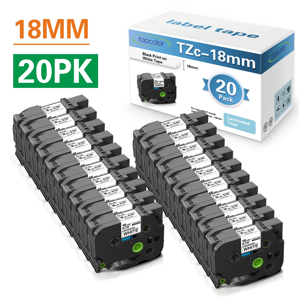 20PK-Compatible-Brother-Label-Cartridge-18mm-tze-Label-Tape-tze-241 ...