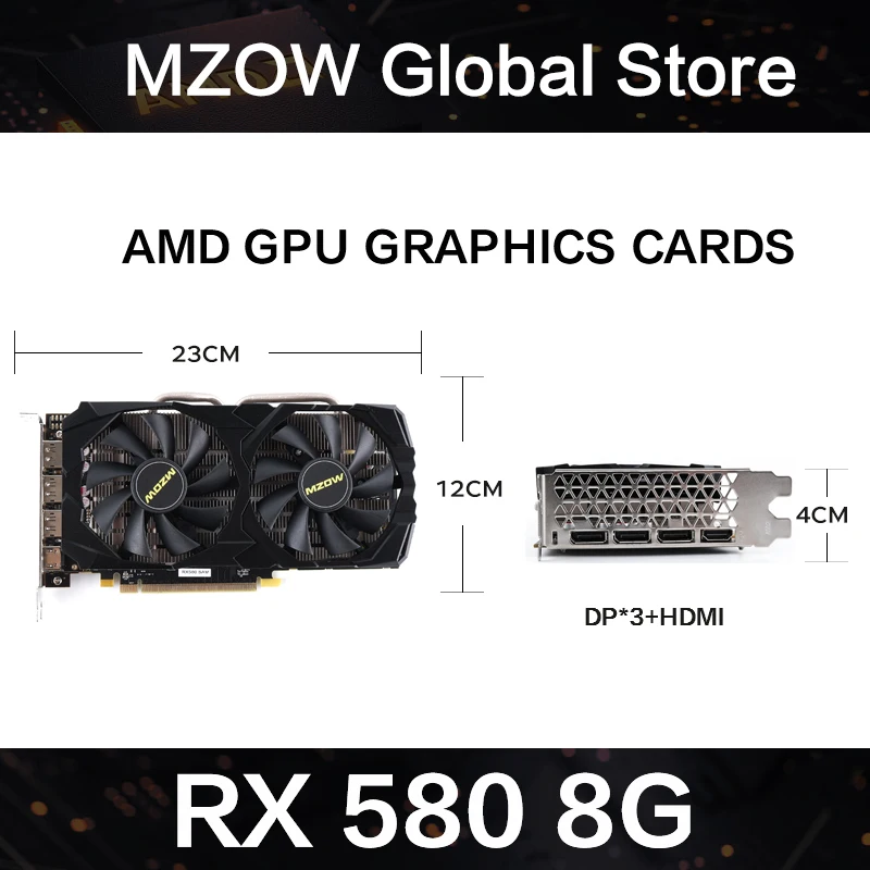 MZOW-Graphics-Cards-Radeon-RX580-8G-GDDR5-Memory-Video-Gaming-Card ...