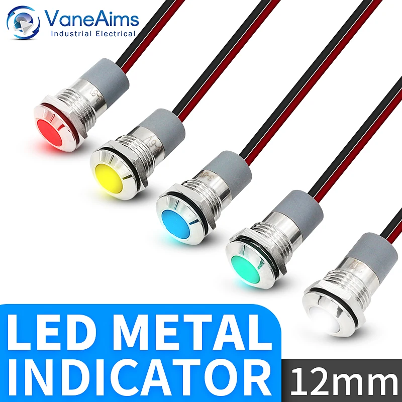 VaneAims-12mm-Metal-LED-Indicator-Light-Wiring-Signal-Lamp-Waterproof ...