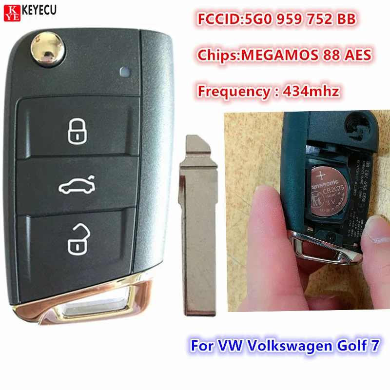 with oem board 5G0 959 752 BB For VW Volkswagen Golf 7 MQB Flip Remote ...