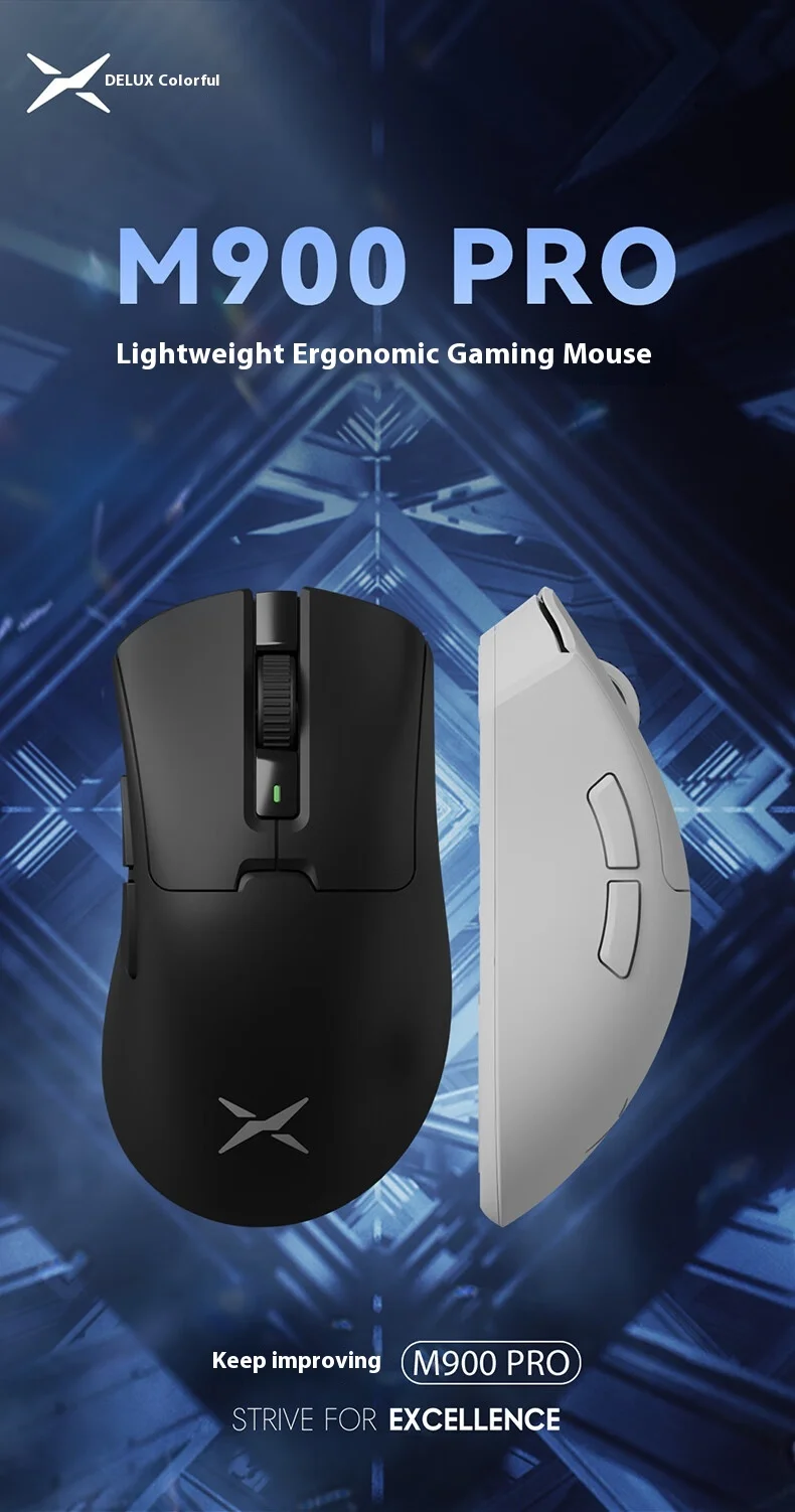 Беспроводная мышь DELUX M900 Pro, 8K, PAW3395, с магнитной зарядкой, 2 ...