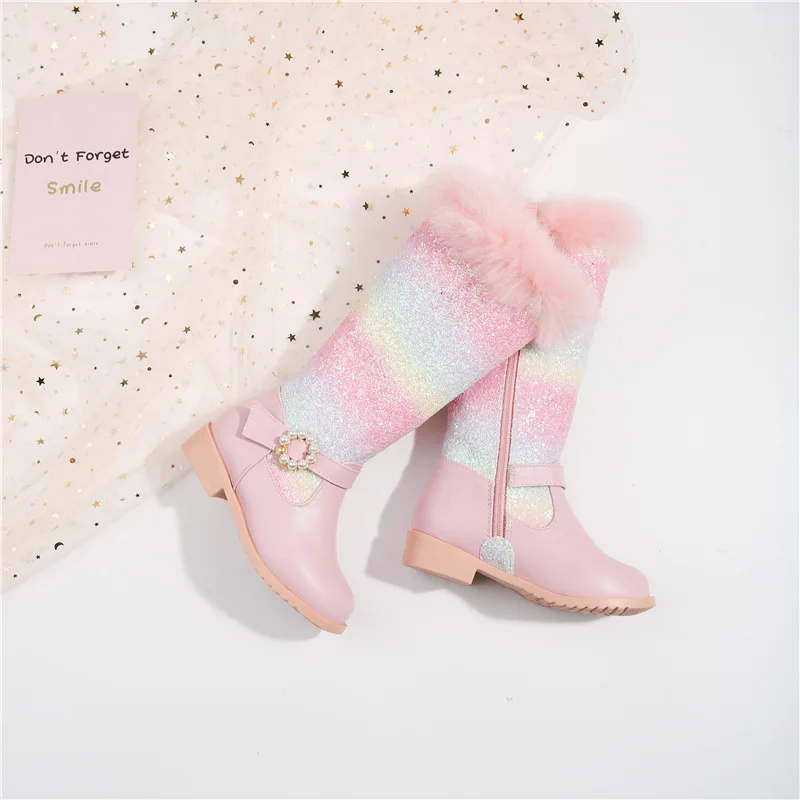 Rainbow Shoes Kids Girls | Pu Performance Dress | Girls Boots Winter ...