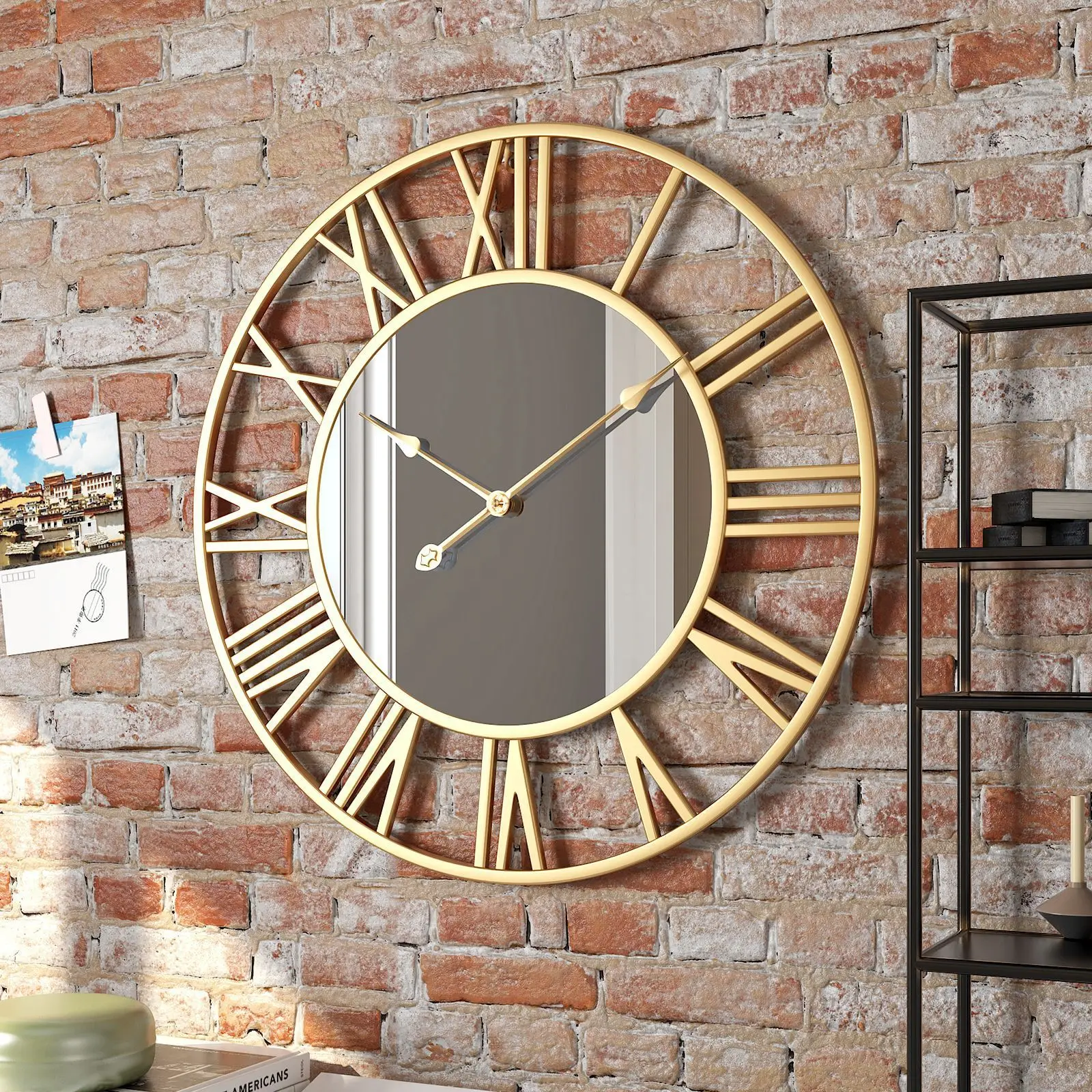Round-Wrought-Iron-Mirror-Clock-European-Style-Wrought-Iron-Wall-Clock ...