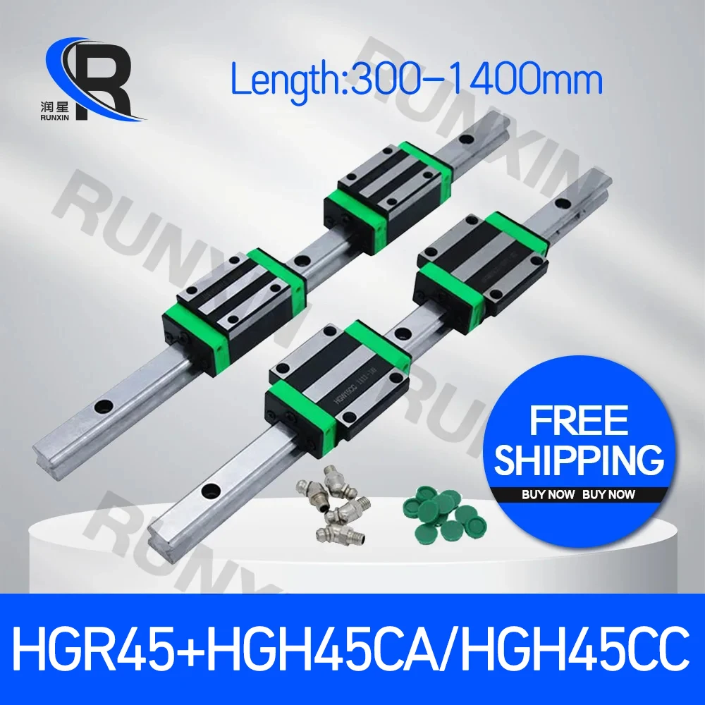 2Pcs-HGR45-Guide-Rail-Kit-Length-300mm-1400mm-4pcs-HGH45CA-HGW45CC-Carriages-Customized-Any-Size ...