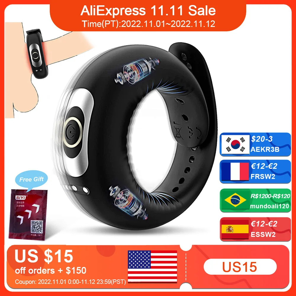 New Adjustable Penis Rings Vibrators Cock Ring For Men Delay ...