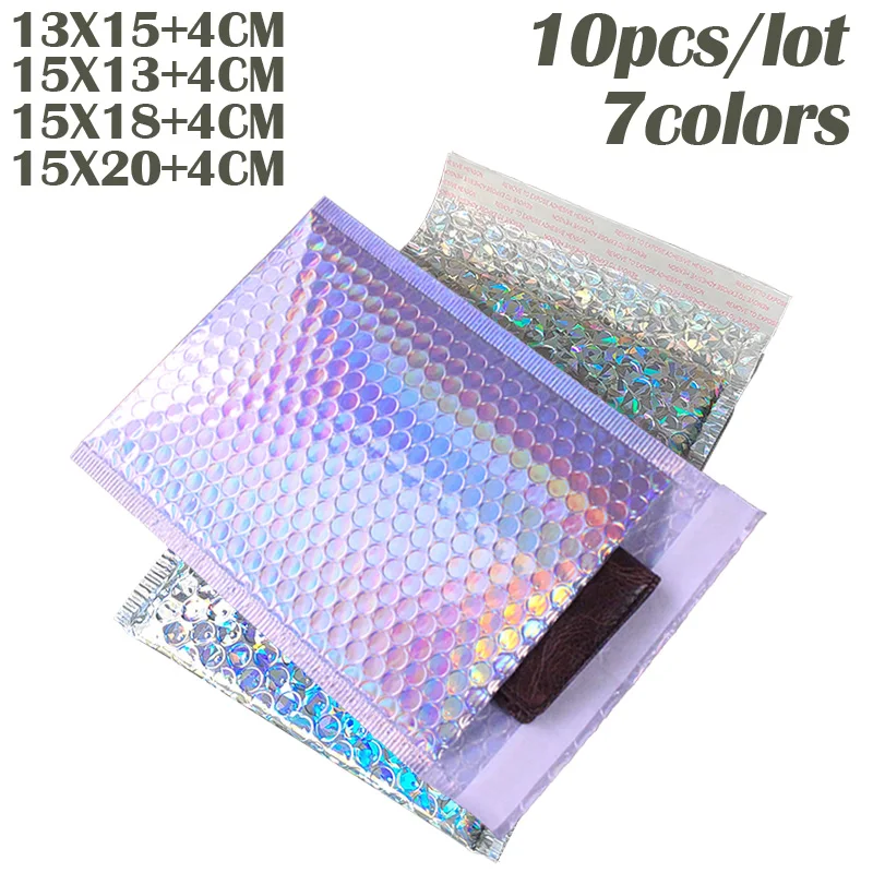 15X20CM-Holographic-Metallic-Foil-Bubble-Mailers-Makeup-Gift-Bags ...