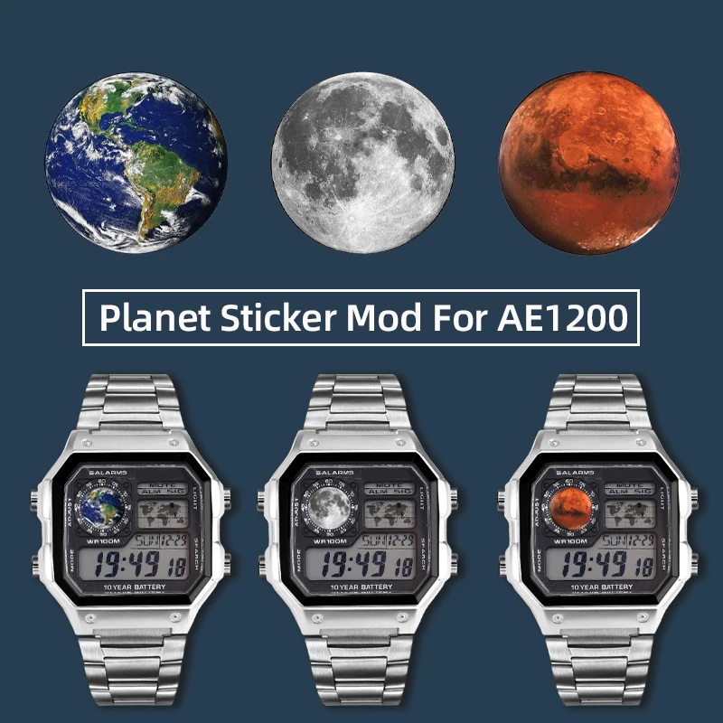 AE1200 screen planet pattern Sticker Mod for Casio 3229 AE1200 DIY ...