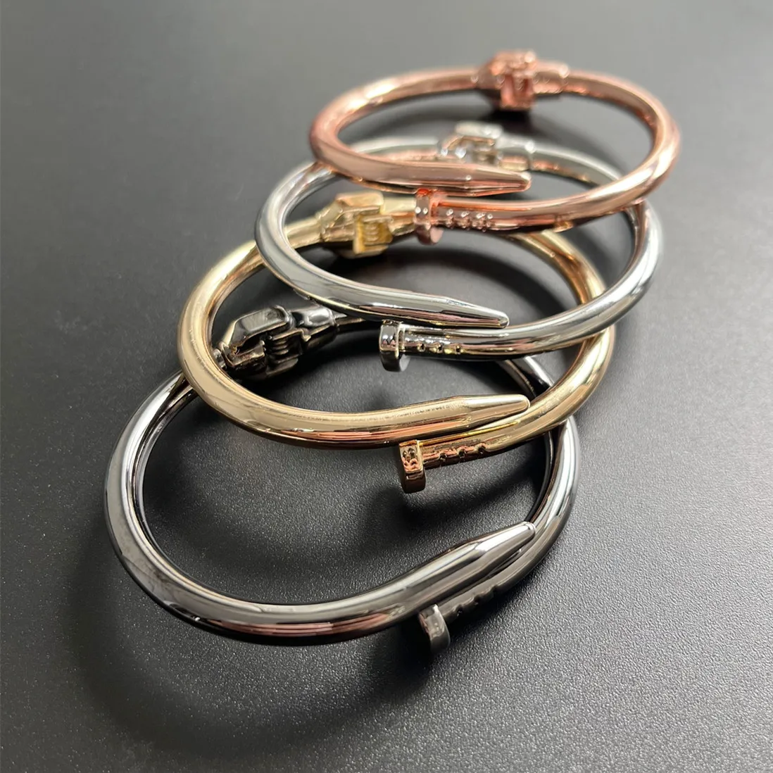Pulseras abiertas de uñas de marca clásica para mujer, pulsera de moda ...