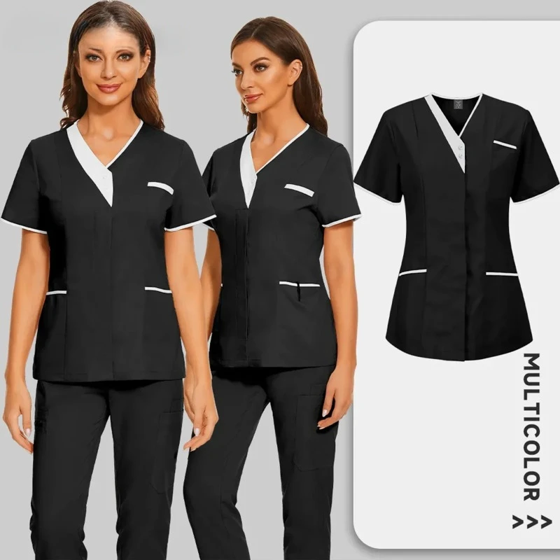 Clinical-Workwear-Medical-Nurse-Uniform-Scrubs-Top-Short-Sleeve-Doctor ...