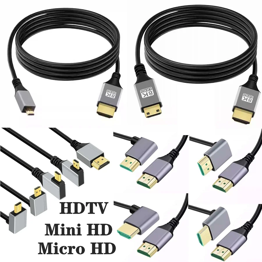 Micro HDMI-compatible To HDMI Cable 8K For GoPro Hero Raspberry Pi 4 ...