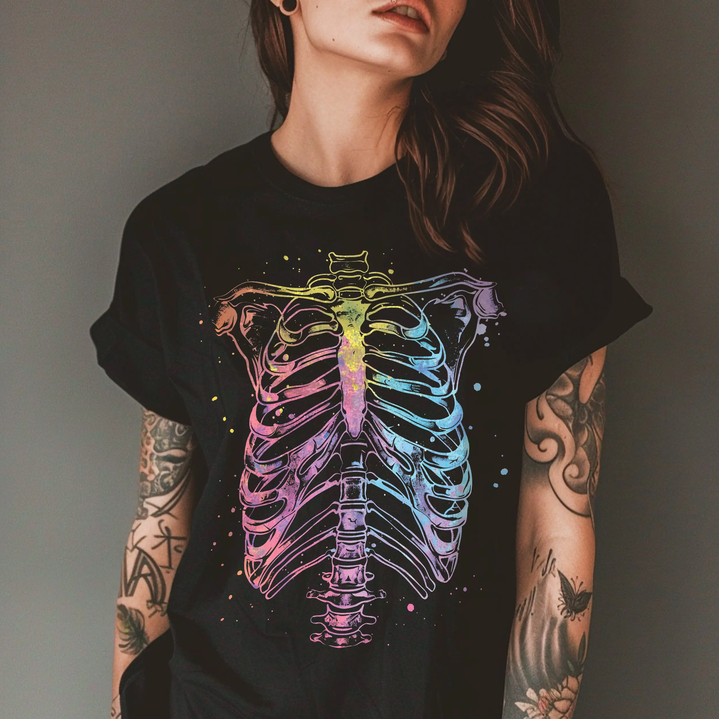 Pastel Goth Ribcage Soft Grunge T Shirt Scenecore Appeal Alternative ...