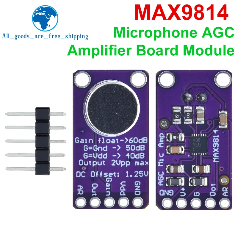 TZT-MAX9814-Microphone-AGC-Amplifier-Board-Module-Auto-Gain-Control-for ...