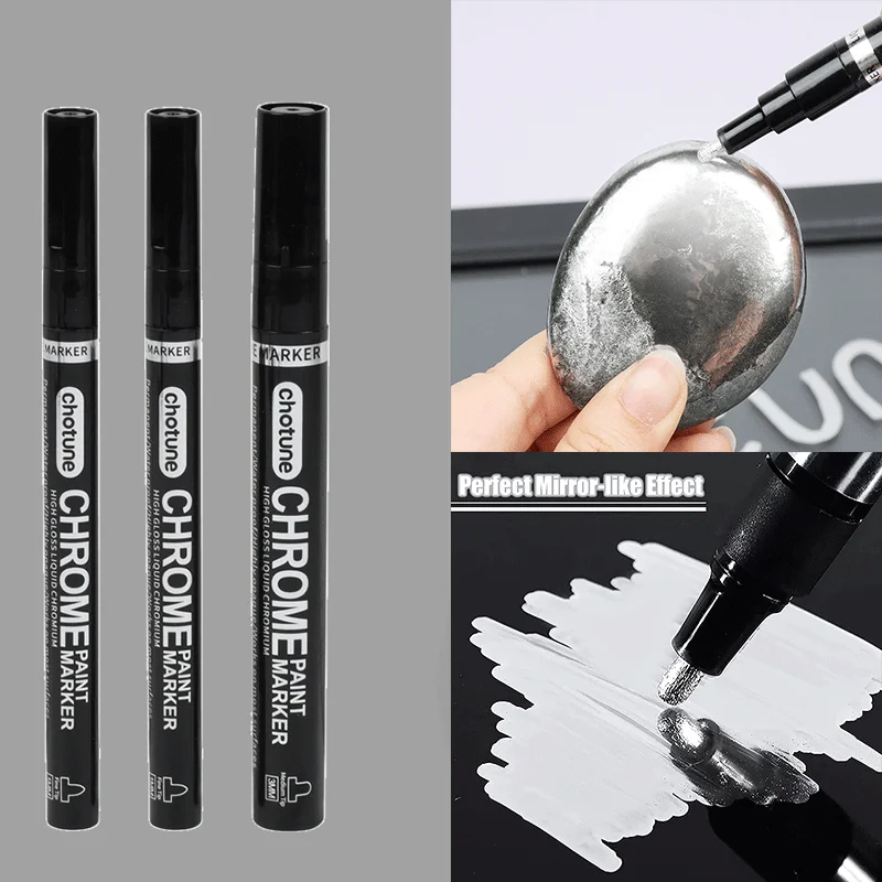 1pcs Chrome Mirror Marker Silver Marker Liquid Pen For Cards, Posters ...