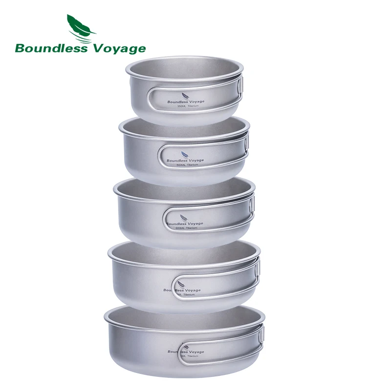 Boundless Voyage Titanium Bowls Dishes Set with Folding Handle Outdoor ...
