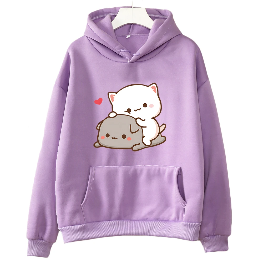 Mochi Peach And Goma Cute Cat Hoodie Sweatshirt for Girls Fashion ...
