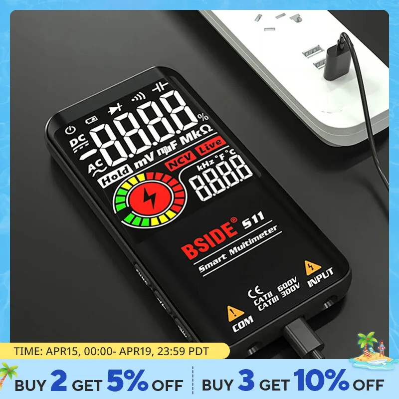 BSIDE-Digital-Multimeter-Smart-Electrician-Tester-USB-Charge-T-RMS-DC ...