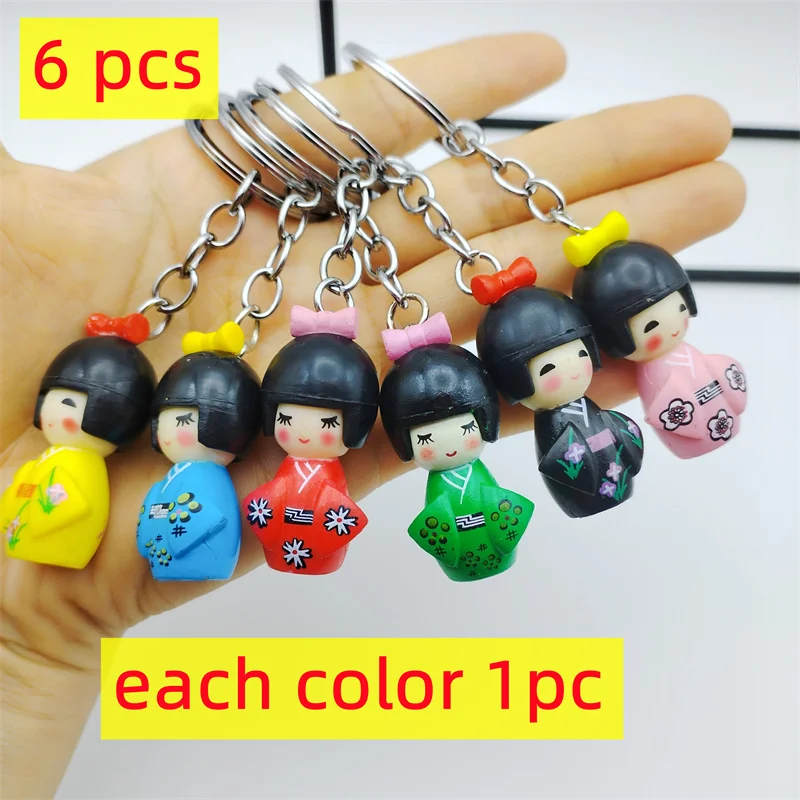 6pcs-Lot-Japanese-KOKESHI-Doll-Key-chain-Metal-Key-Ring-Charms-Party ...
