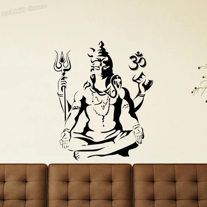 Shiva-Wall-Decal-Lord-Shiva-Ohm-Symbol-Vinyl-Sticker-Yoga-Wall-Decor-Om ...