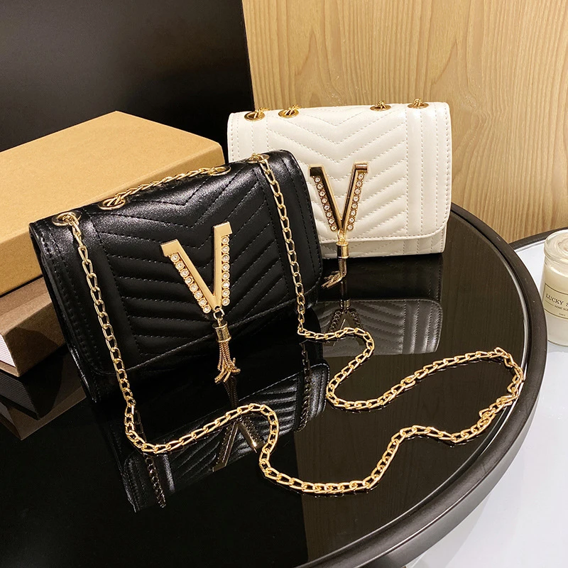 Women Fashion Tassel Chain Small Square Shoulder Messenger Crossbody ...