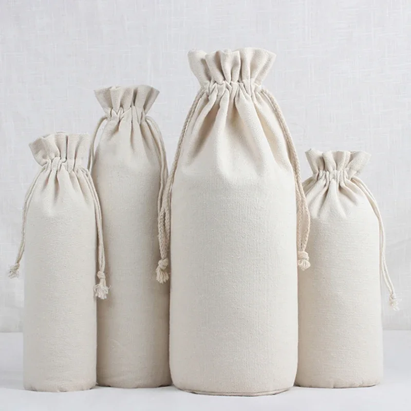 Round Bottom Cotton Linen Drawstring Bag Large Capacity Rice Grain ...