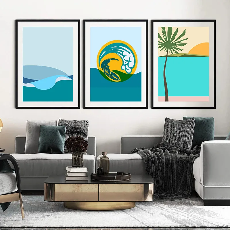 Abstract-Beach-Sunshine-Hawaii-Surf-Coast-Canvas-Painting-Wall-Art ...