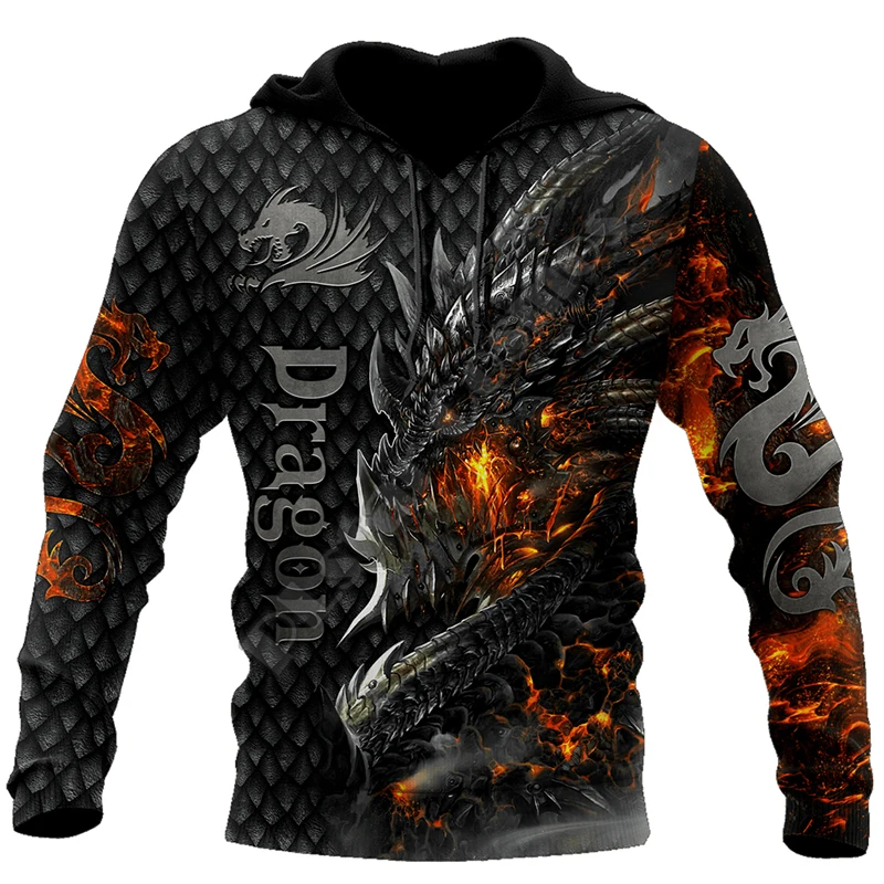 Sudaderas con capucha con estampado de dragón en 3D para hombre, suéter ...