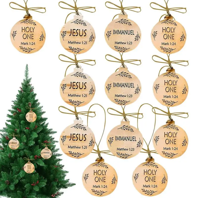 12pcs-Jesus-Christ-Pendant-Wood-Nativity-Ornament-Christmas-Tree ...
