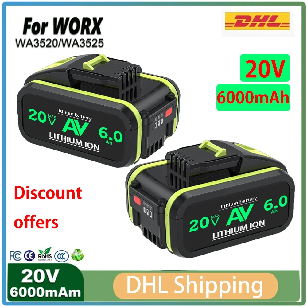 New-6000mAh-Battery-For-Worx-WA3553-20V-21V-Cordless-Power-Tool-Battery ...