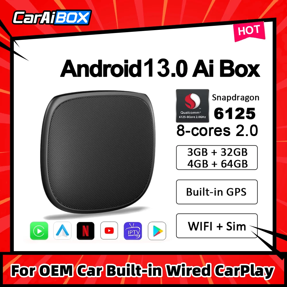 CarAiBOX CarPlay Ai Box Qualcomm 6125 8-Core CPU Android 11.0 Wireless ...
