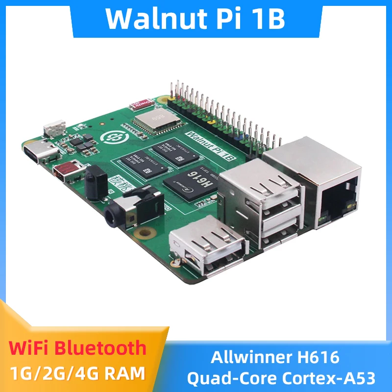 Placa de desarrollo Walnut Pi 1B Allwinner H616 1, 2, 4 GB de RAM, WiFi, BT, Linux, programación ...
