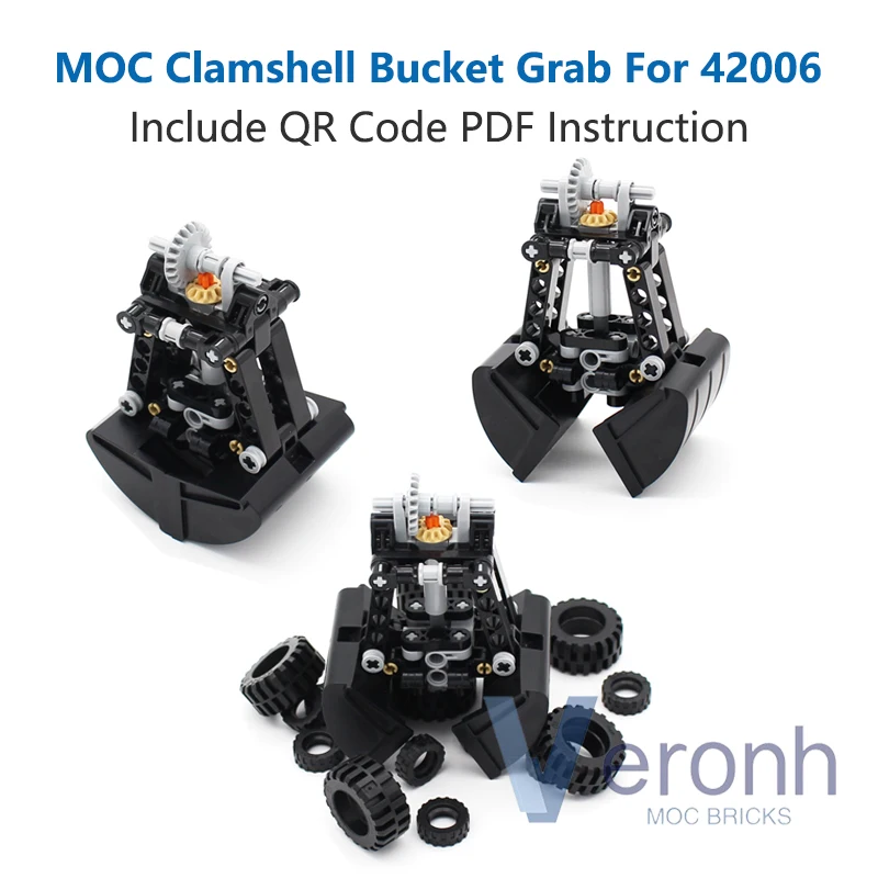 56 Pcs Moc High-tech Excavator Clamshell Bucket Grab Building Blocks ...