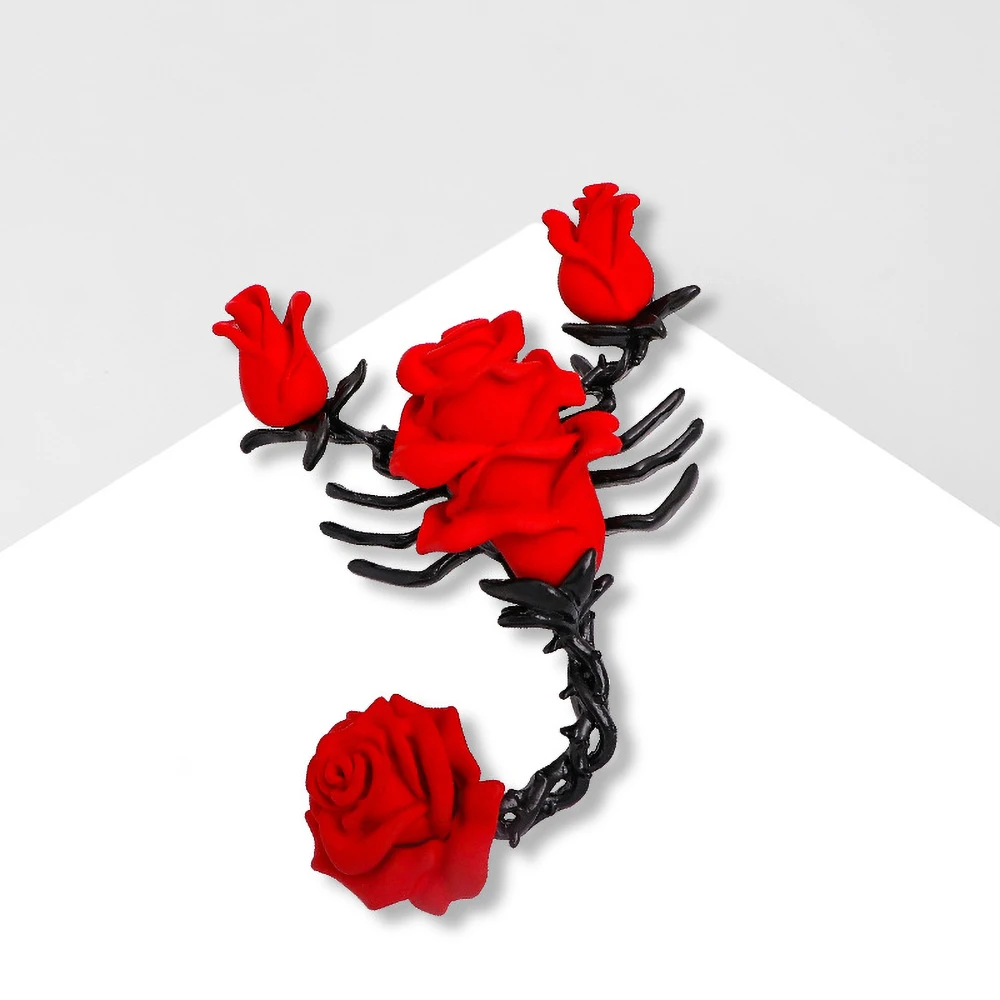 Creative Insect Scorpion Brooch Pins Trendy Alloy Metal Rose Flower ...