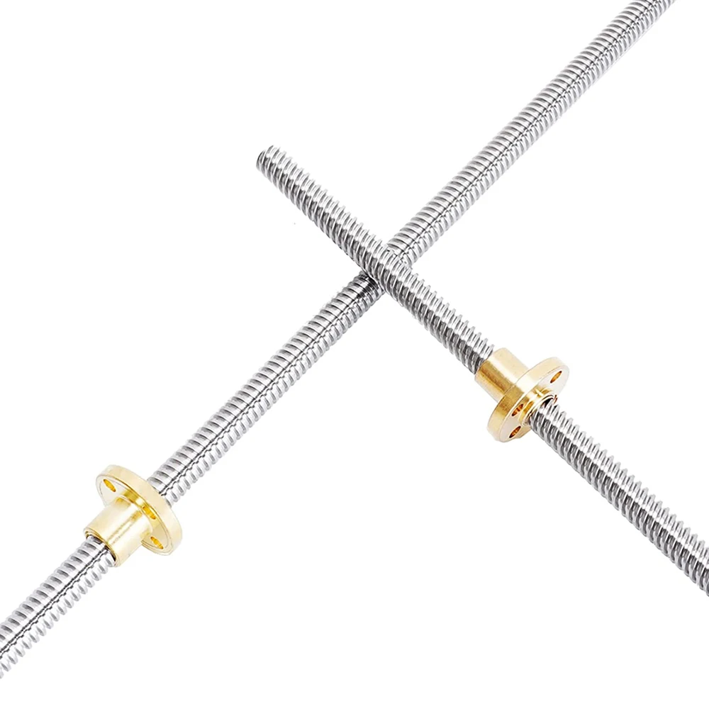2PCS T8 Lead Screw Thread 8mm with Brass Nut 3D Pitch2mm Lead1/2/4/8/10 ...