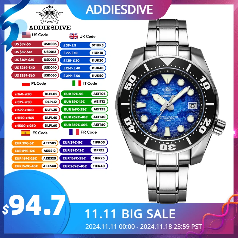 ADDIESDIVE-Top-brand-Men-Luxury-WatchAD2102-200m-Waterproof-BGW9-Super ...