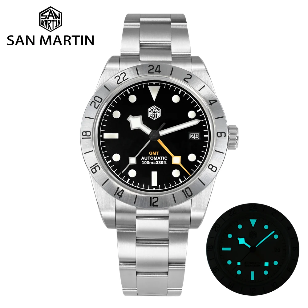San Martin Nh34 39mm Bb Gmt Luxury Men's Watches Business Dress Watch ...