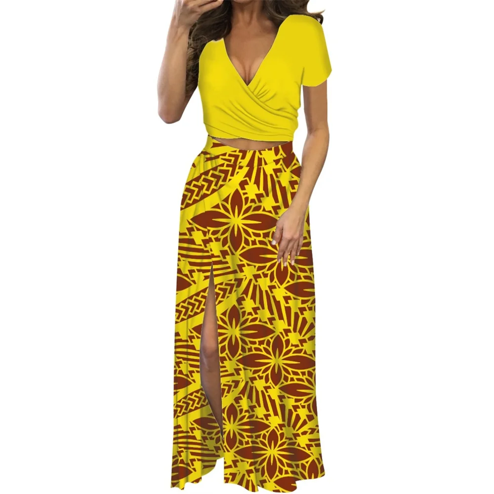 Yellow-Samoan-Puletasi-2023-For-Women-Dresses-Polynesian-Tribal ...