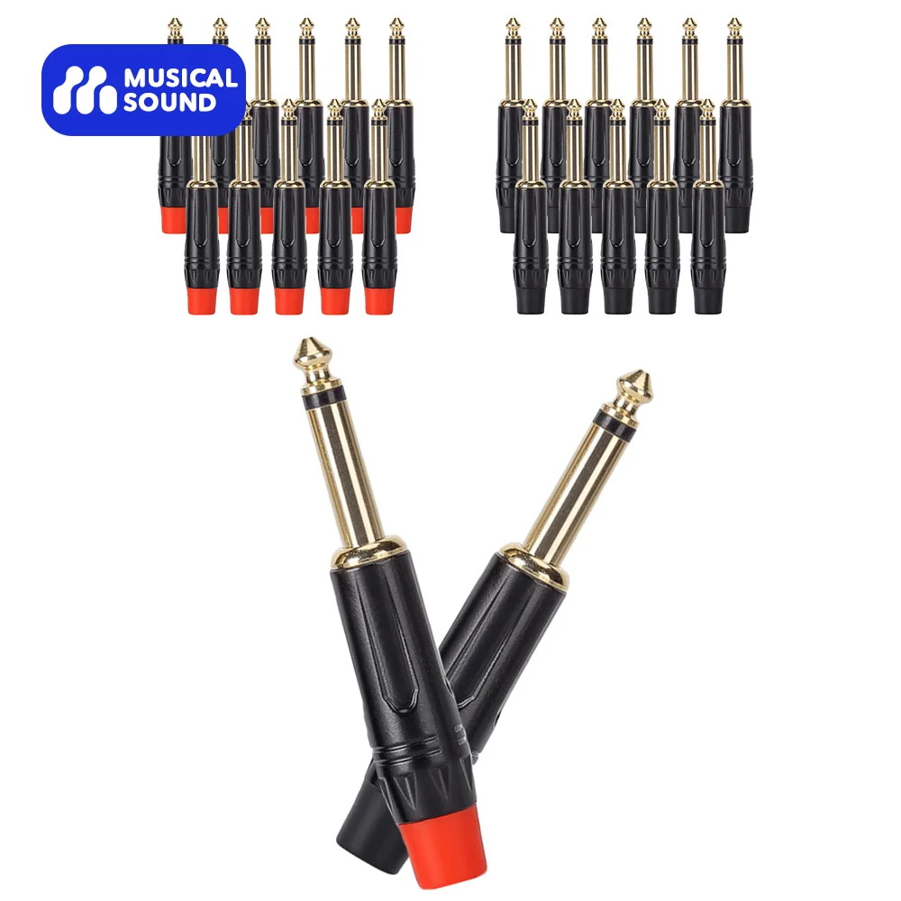 Musical Sound 1/4/24/50 Pieces TS Mono Plug 1/4 inch 1/4" 6.35mm Gold ...