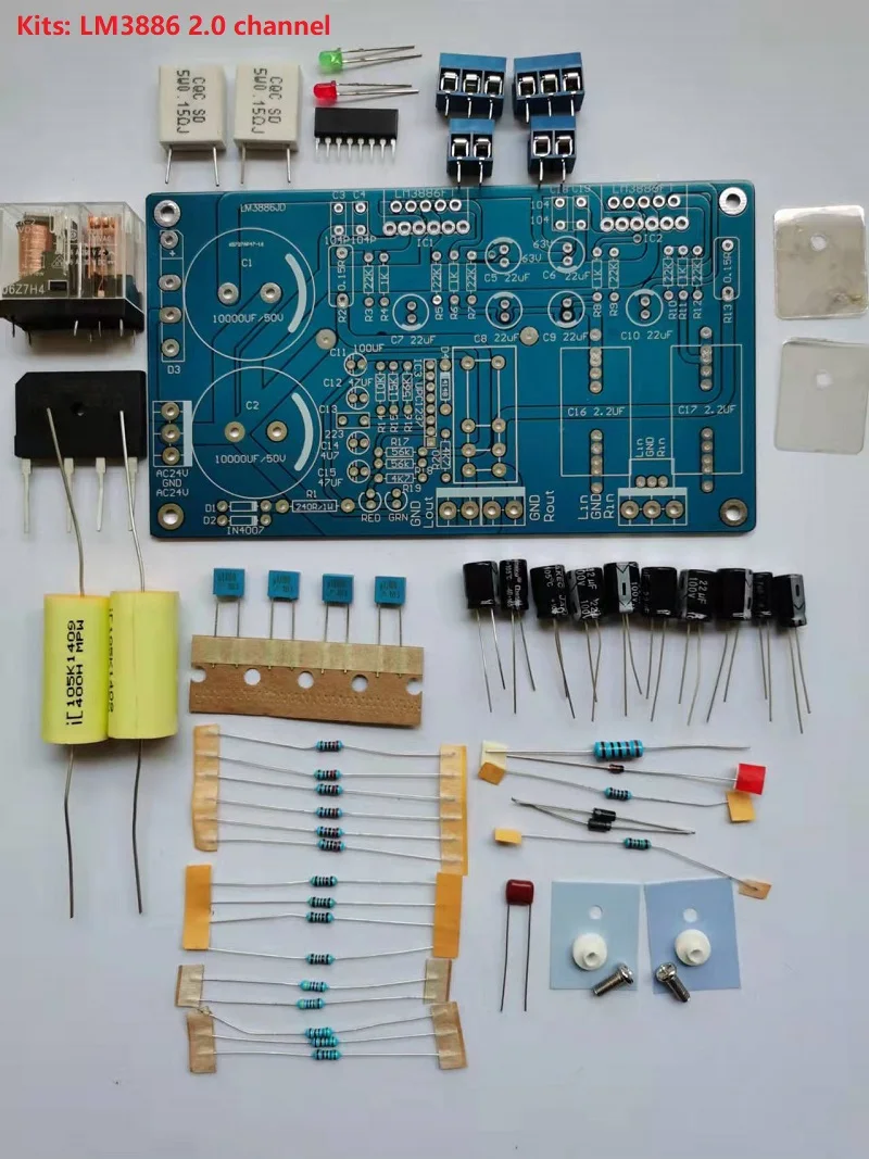 KIT-LM3886-2-0-Channel-With-Horn-Protection-Amplifier-Board-PCB-With ...