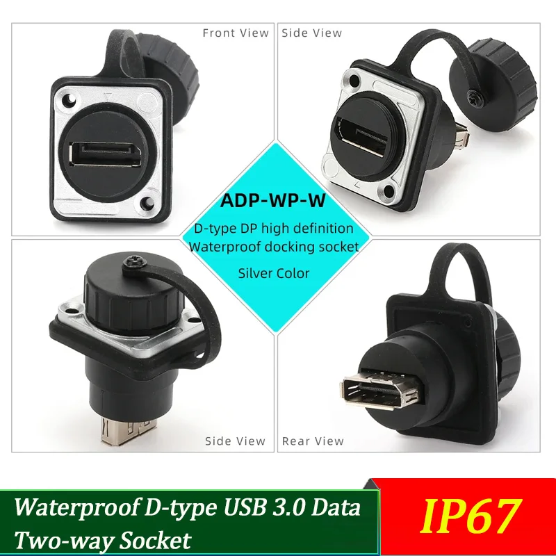 IP67 Waterproof USB3.0 Bulkhead Connector | D-Style Panel Mount USB ...