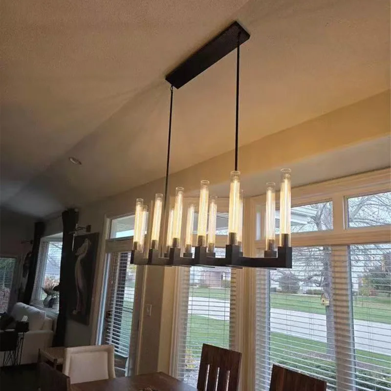 Retro Vintage American E14 Black Chandelier Lighting Lustre Hanging ...