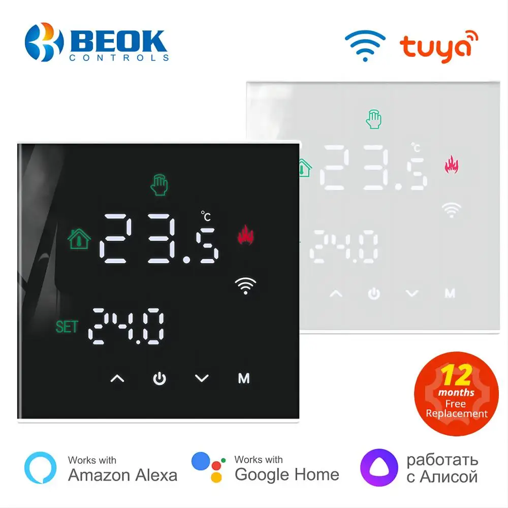Beok – Thermostat WIFI pour maison connectée Tuya, pour chauffage électrique, régulateur de ...