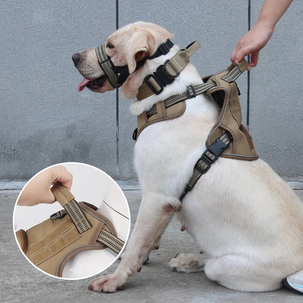 Tactical-large-Dog-Harness-Vest-collar-leash-set-dog-tactics-miltary ...