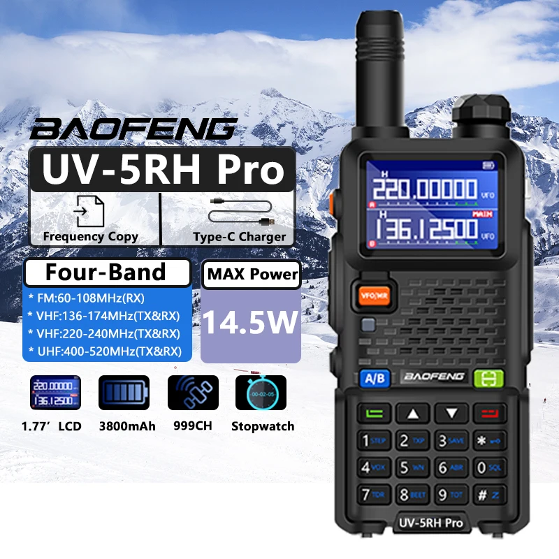 UV-5RH-Pro-Walkie-Talkie-Baofeng-UV-5RH-14-5W-3800mAh-USB-C-Charger ...