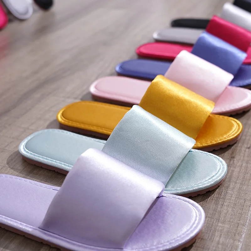 Women Candy-Colored Satin Slippers Girls Ladies Indoor Non-slip Soft ...