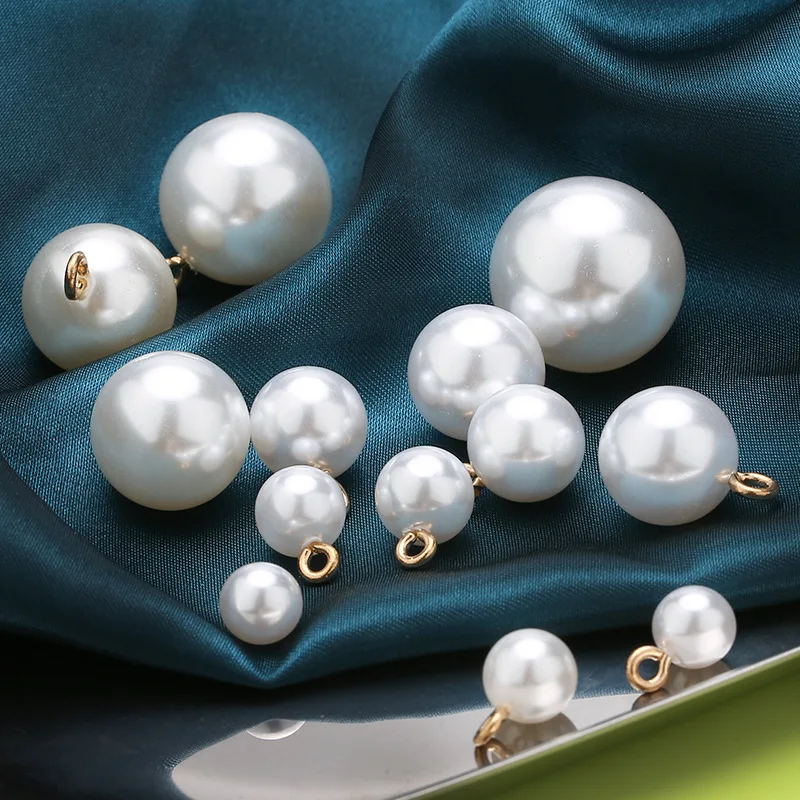 10pcs Mushroom Pearl Buttons Gold Silver Shank Button For DIY Clothing ...