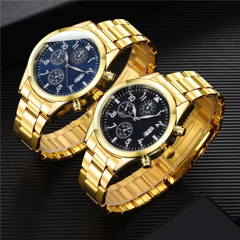Men's Watch Fashion Stainless Steel Hand Calendar Men Watches Quartz ...