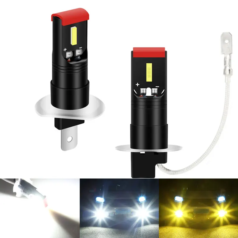 2Pcs H1 H3 LED Headlight Bulb Car Head Fog Light Super bright,plug and ...