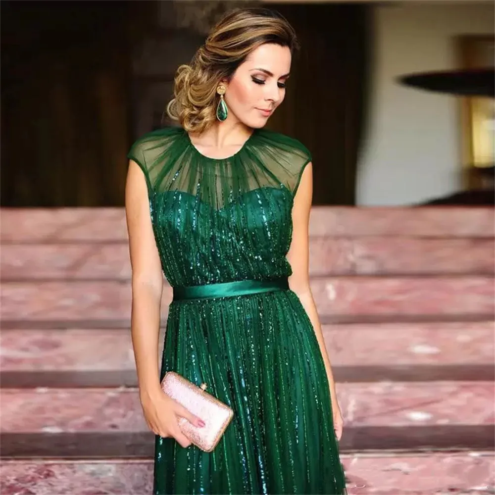 Emerald Green Cocktail Dress With Wide Belt
