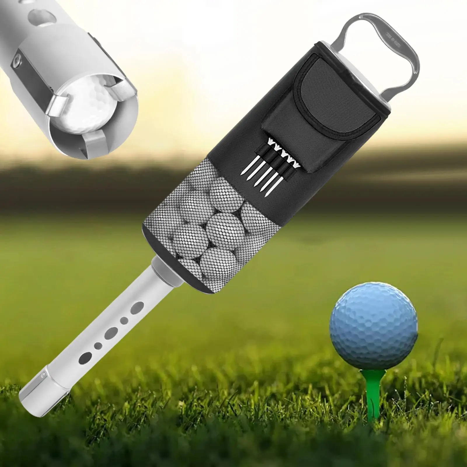 Golf Ball Retriever Tube Golf Shagger Bag Supplies Nylon Pocket Storage ...